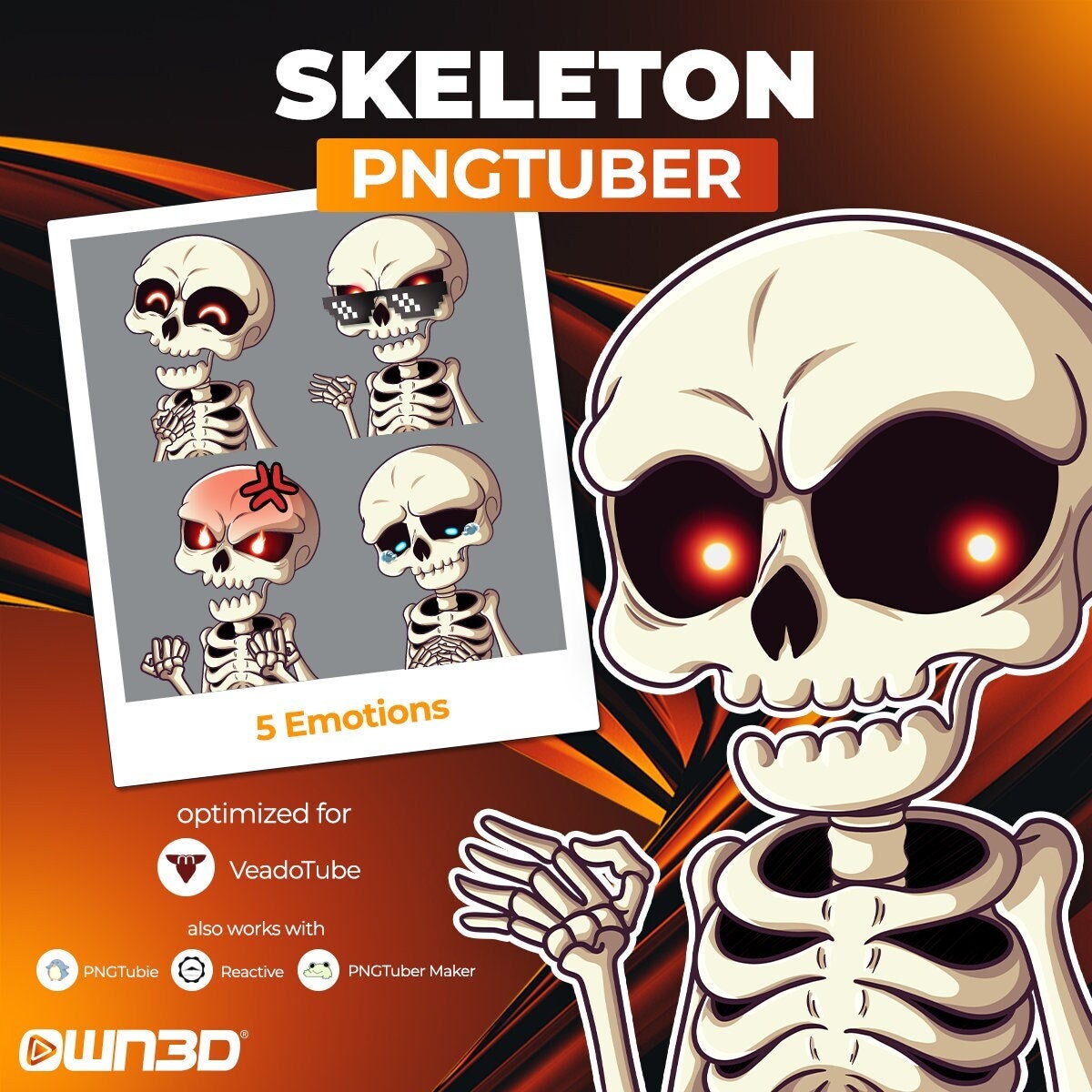 Skeleton PNG Tuber Avatar for twitch Kick Youtube Discord Facebook ...