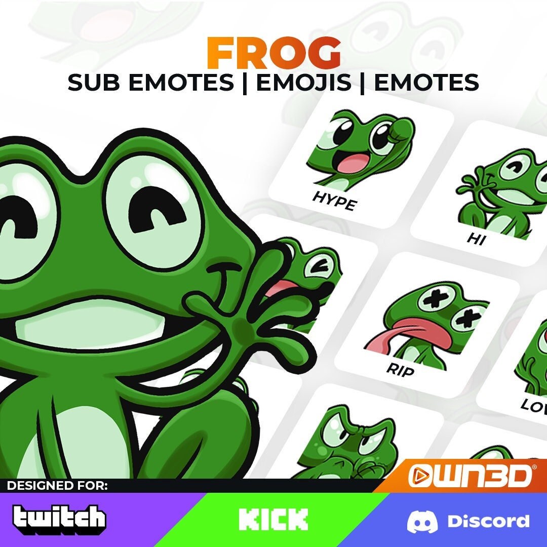 Frog Animated Sub Emotes - 8 Pack [twitch | Kick | Discord] - Etsy