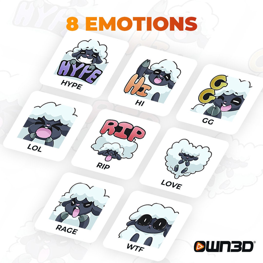 White Sheep Emotes - 8 Pack [twitch | Kick | Youtube | Discord] - Etsy