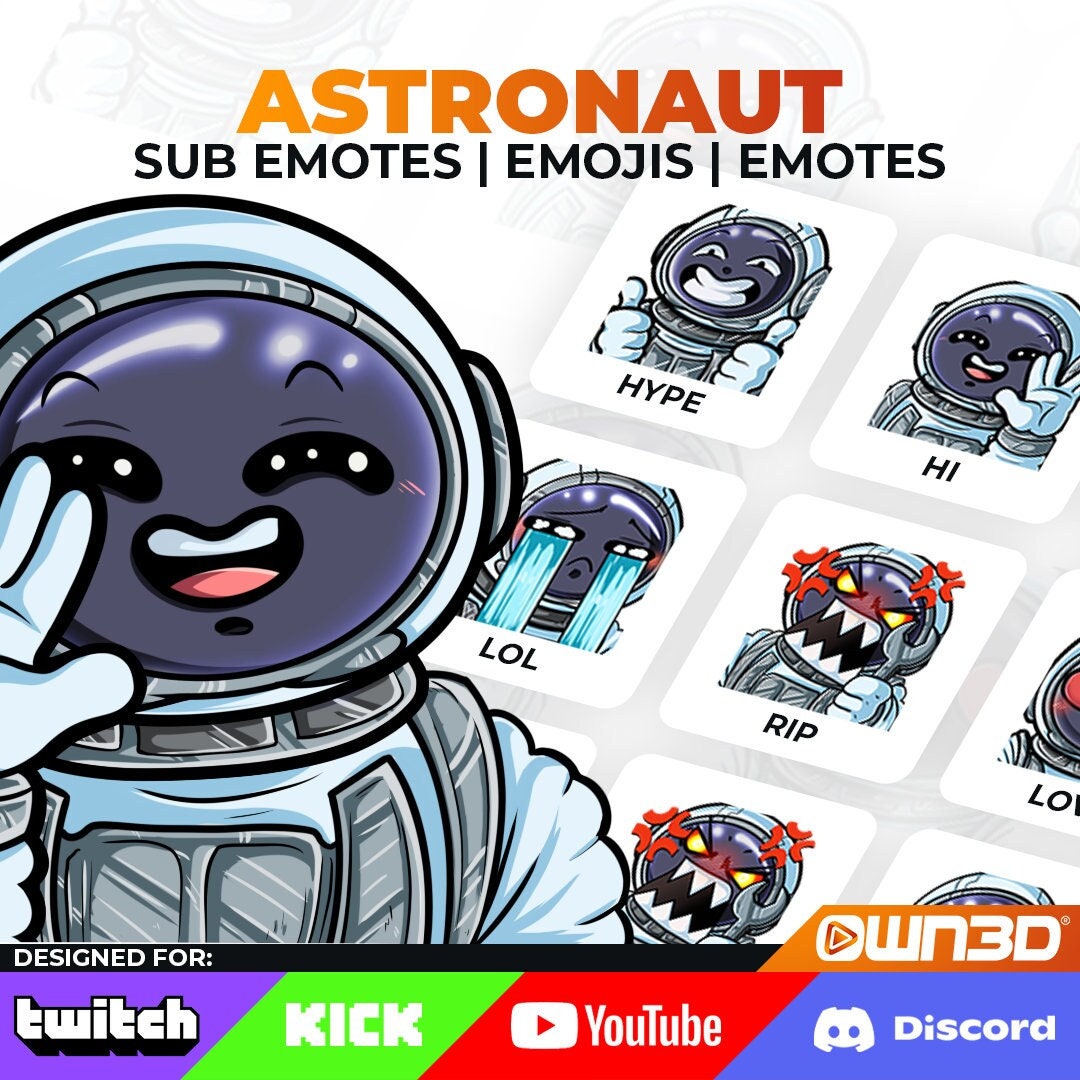Astronaut Animated Sub Emotes 8 Pack twitch Kick Youtube - Etsy