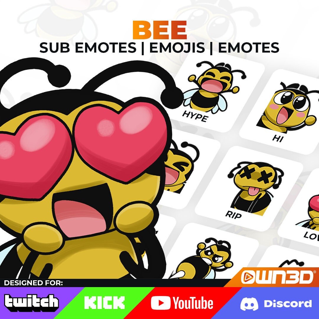 Bee Emotes - 8 Pack [twitch | Kick | Youtube | Discord] - Etsy