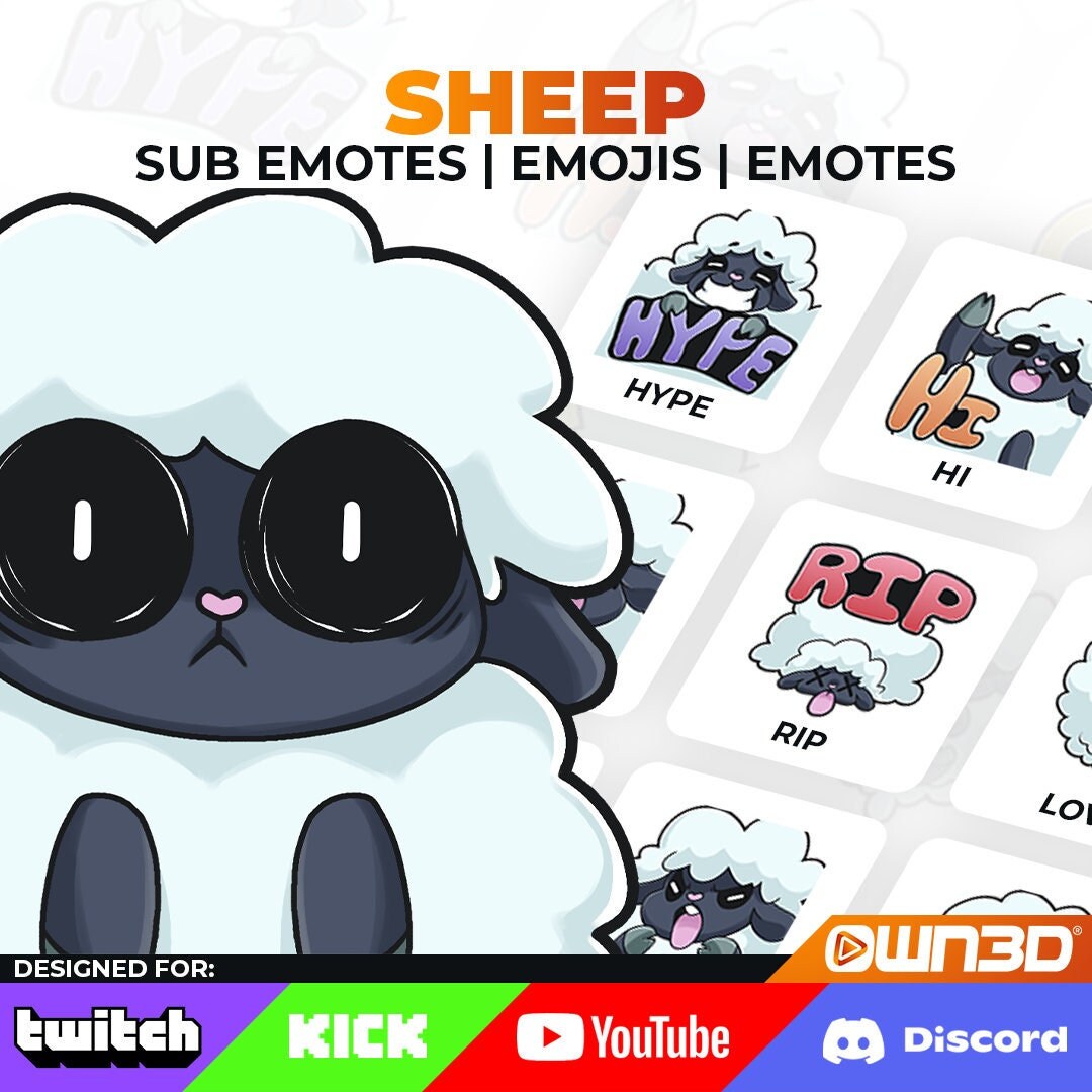 White Sheep Emotes 8 Pack twitch Kick Youtube Discord - Etsy