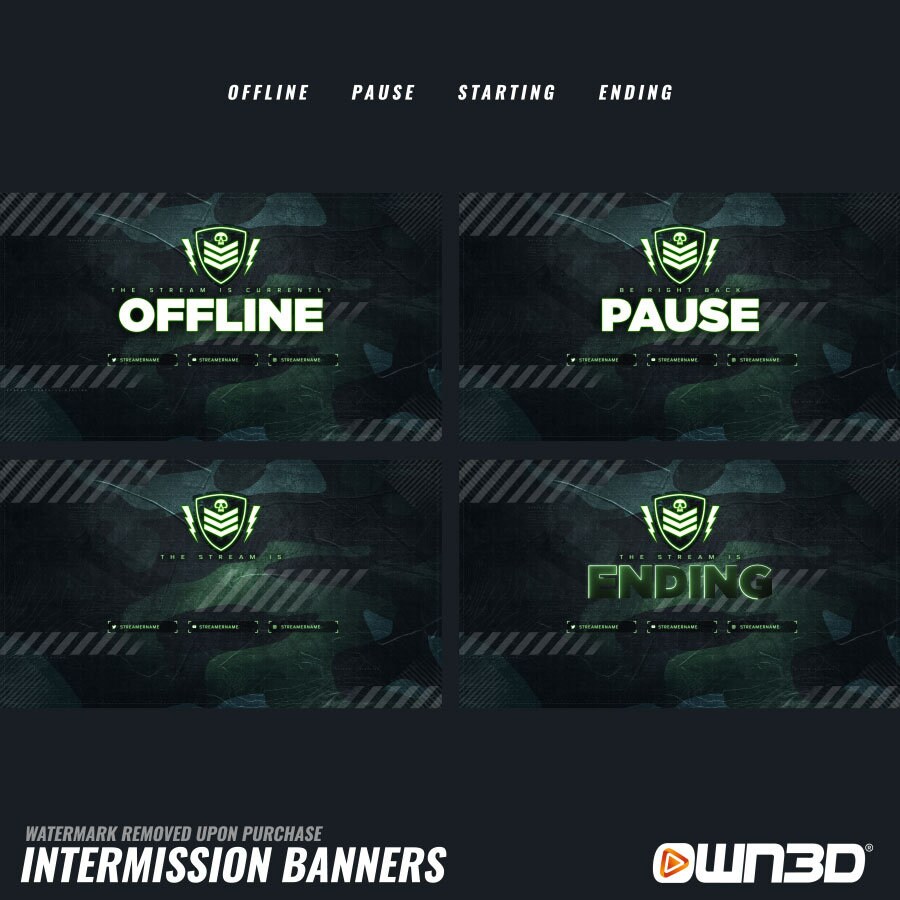 Animated Stream Overlay Package Military twitch Kick - Etsy
