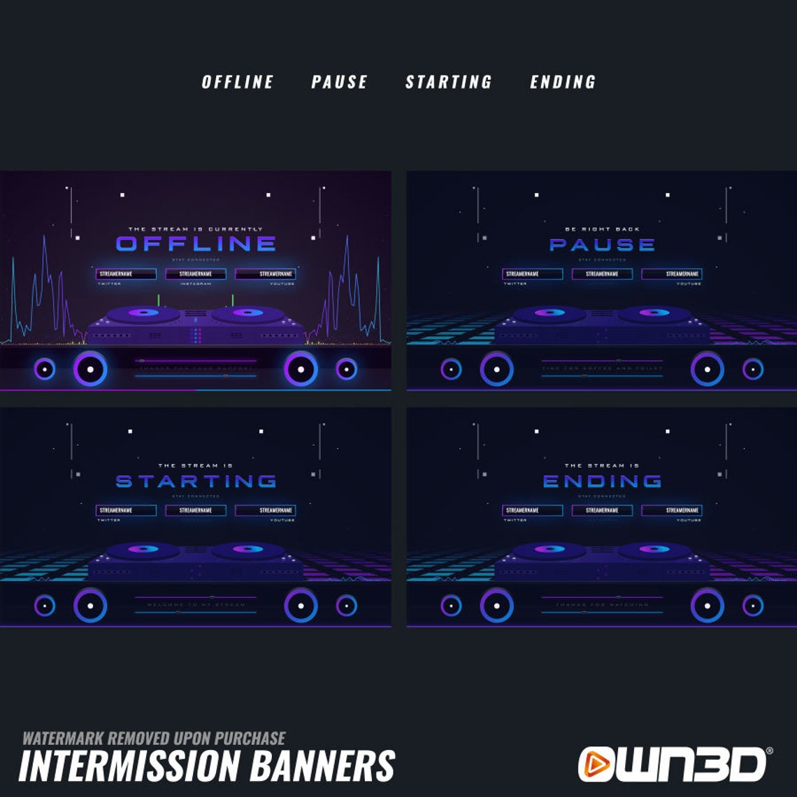 Animated Twitch Overlay Package DJ [twitch | Kick | Youtube] - Etsy