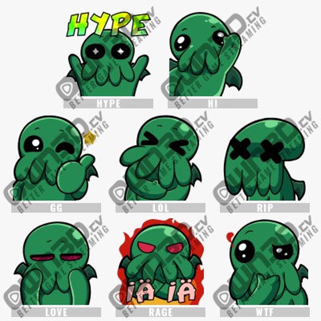 Cthulhu Animated Sub Emotes 8 Pack twitch Kick Youtube - Etsy