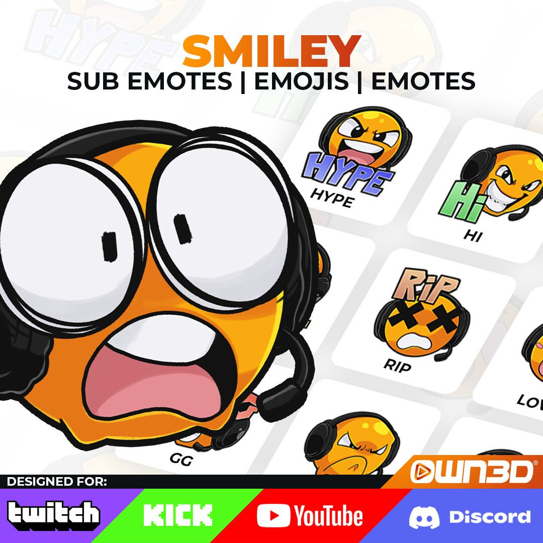 Smiley Emotes 8 Pack twitch Kick Youtube - Etsy
