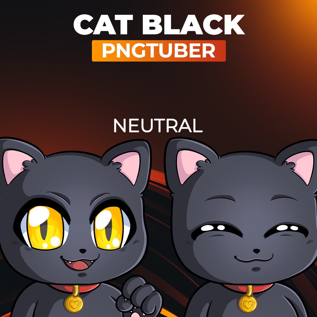 Cat-black PNG Tuber Avatar for twitch Kick Youtube Discord Facebook ...