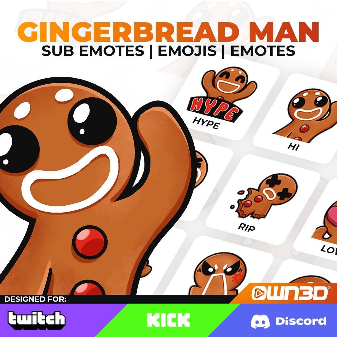 Gingerbread Man Animated Sub Emotes - 8 Pack [twitch | Kick | Discord ...