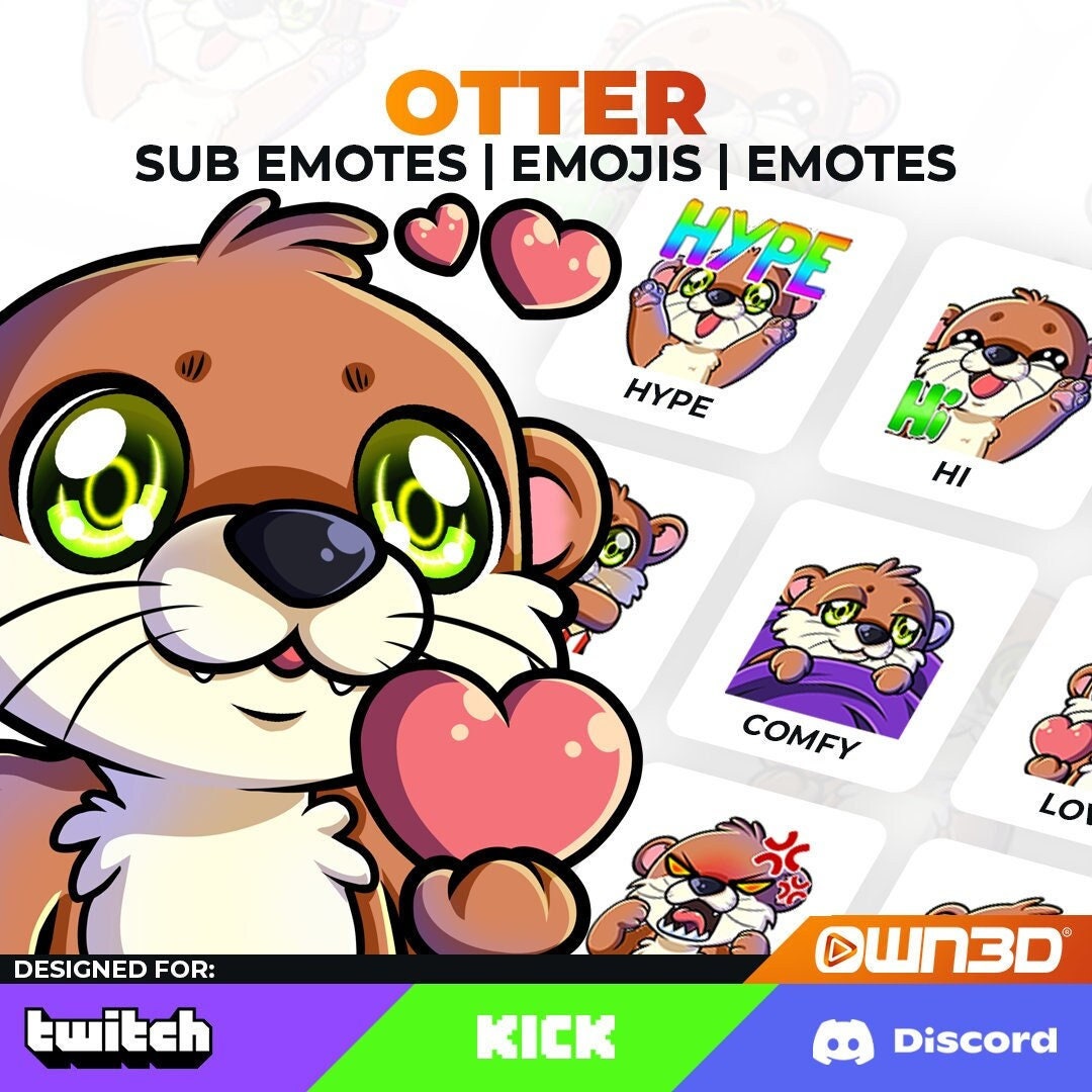 Otter Animated Sub Emotes - 8 Pack [twitch | Kick | Discord] - Etsy