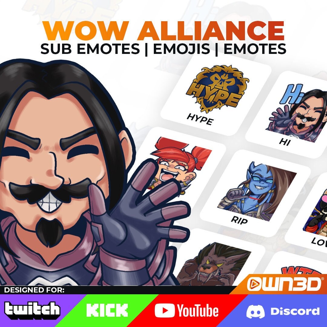 Classic WOW Alliance Emotes - 8 Pack [twitch | Kick | Youtube | Discord ...