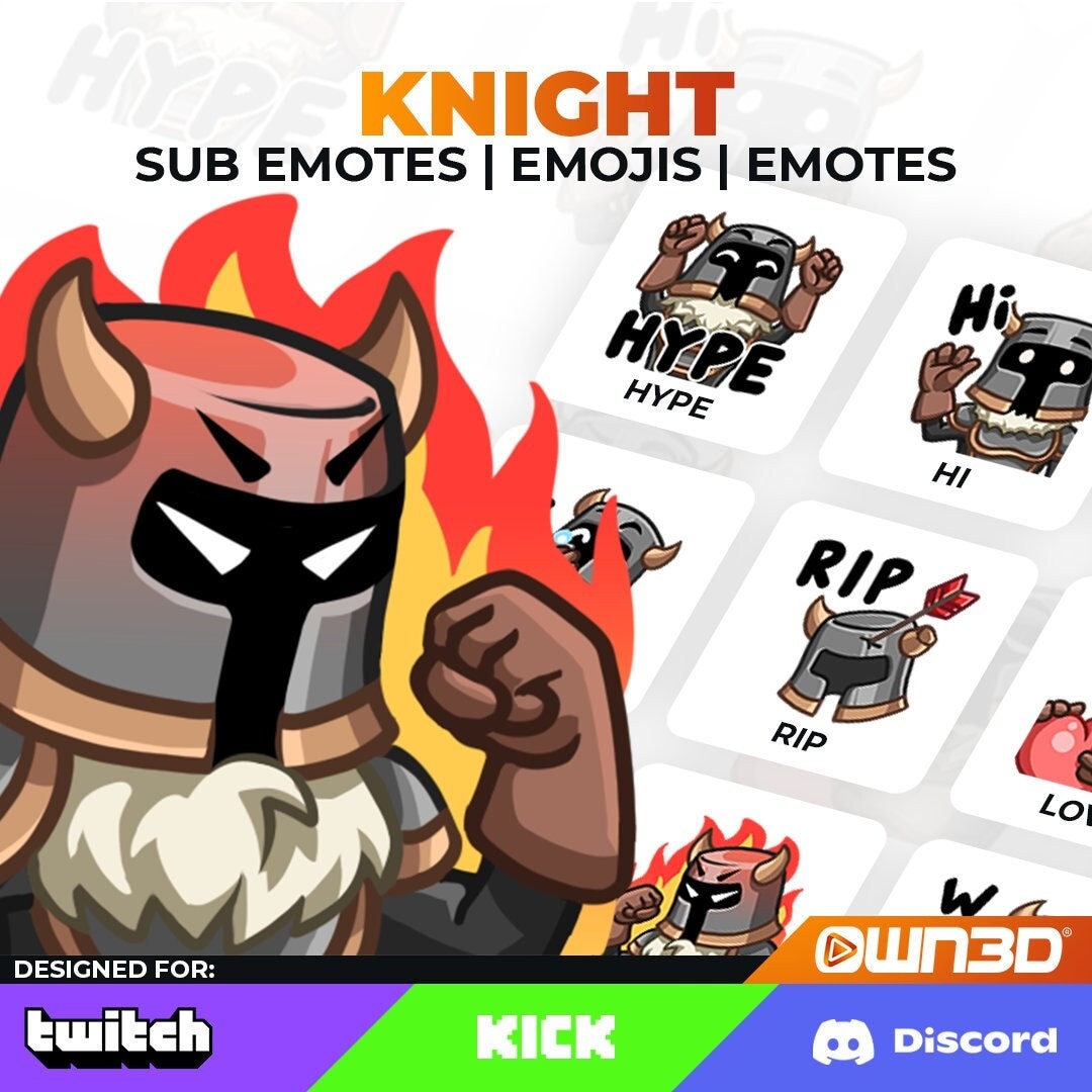 Knight Animated Sub Emotes - 8 Pack [twitch | Kick | Discord] - Etsy