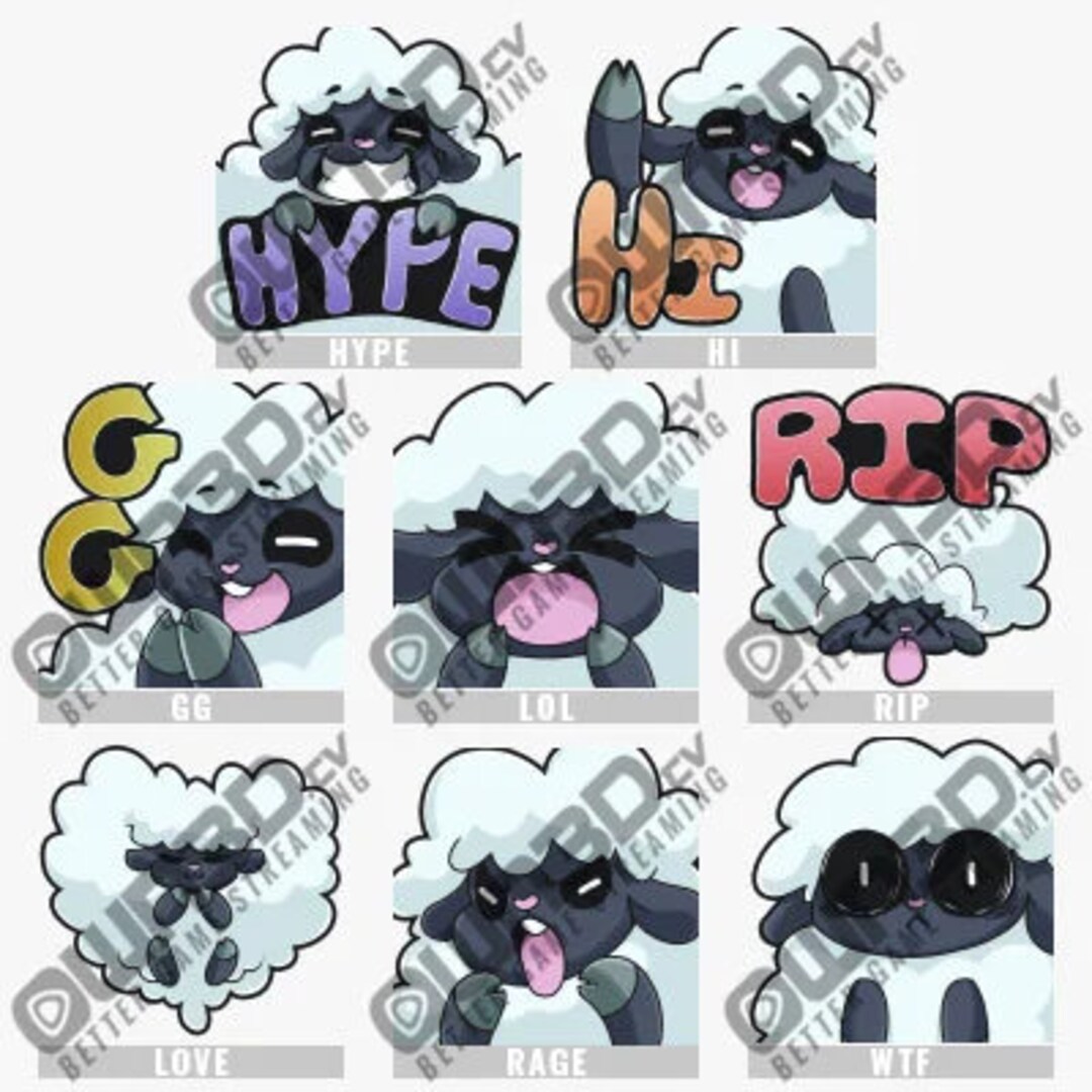 White Sheep Emotes 8 Pack twitch Kick Youtube - Etsy