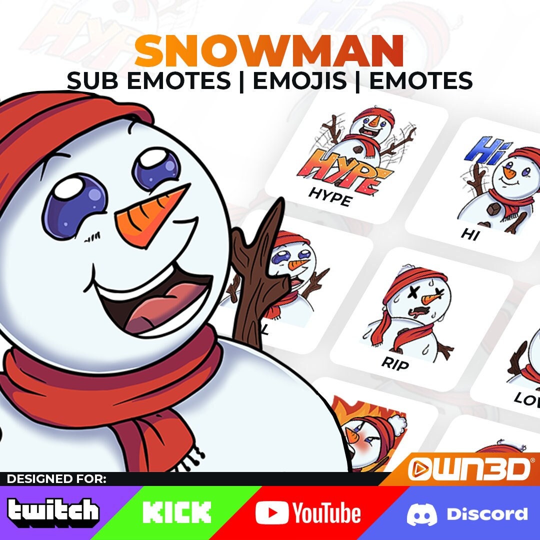 Snowman Winter Emotes - 8 Pack [twitch | Kick | Youtube | Discord] - Etsy