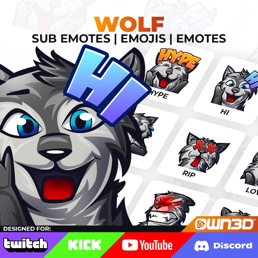 Wolf Emotes - 8 Pack [twitch | Kick | Youtube | Discord] - Etsy