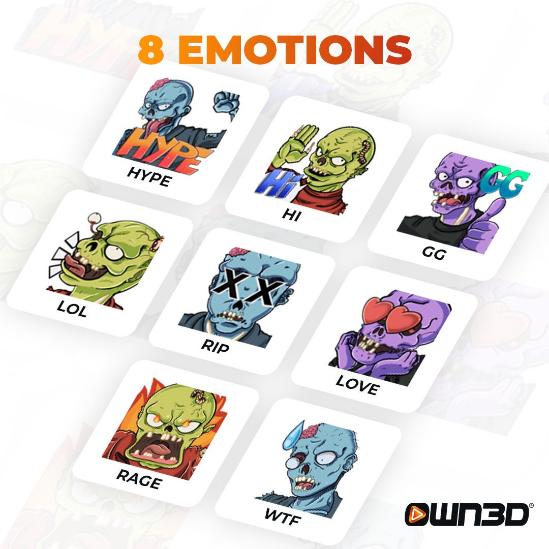 Zombie 2 Emotes - 8 Pack [twitch | Kick | Youtube | Discord] - Etsy