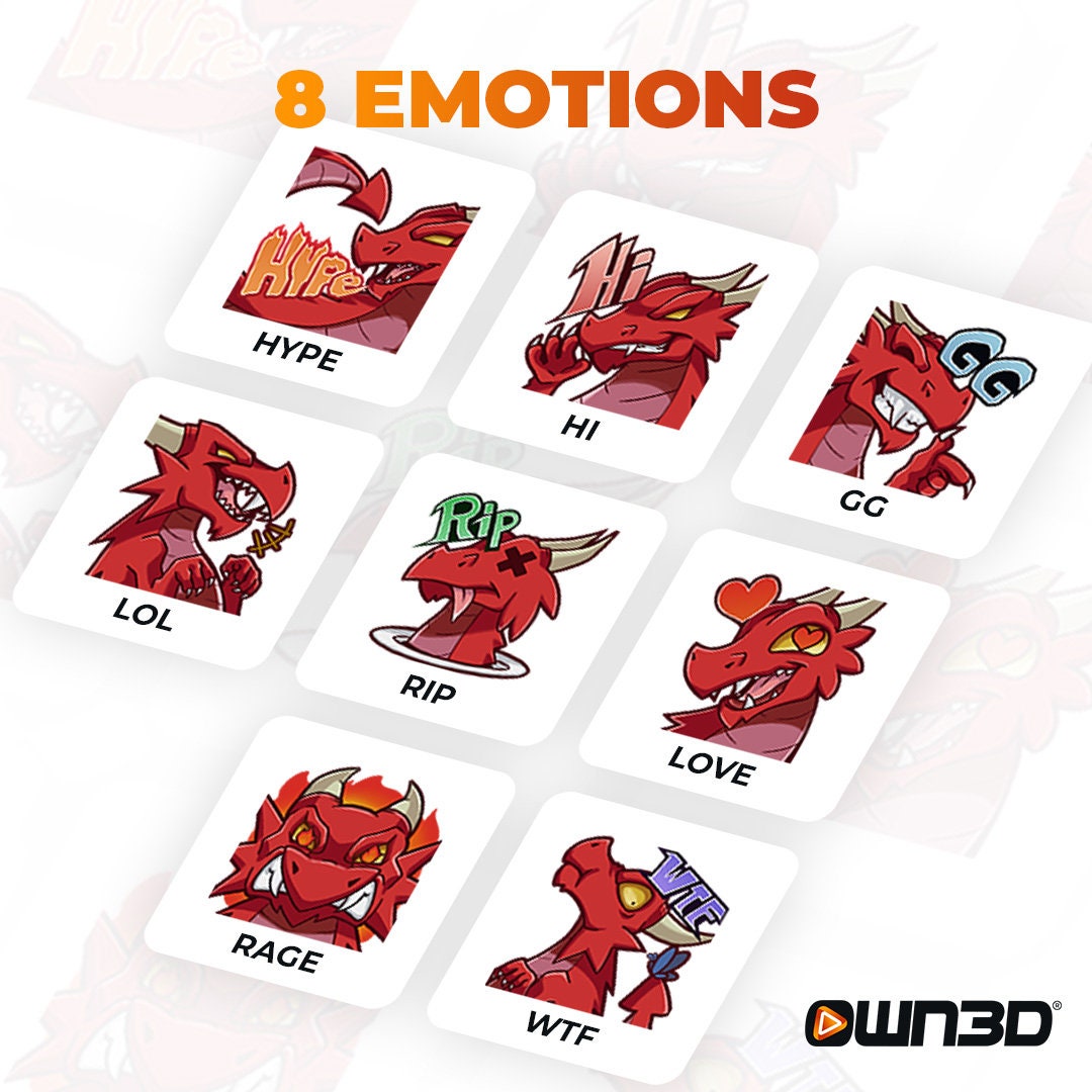 Dragon Emotes 8 Pack twitch Kick Youtube Discord - Etsy