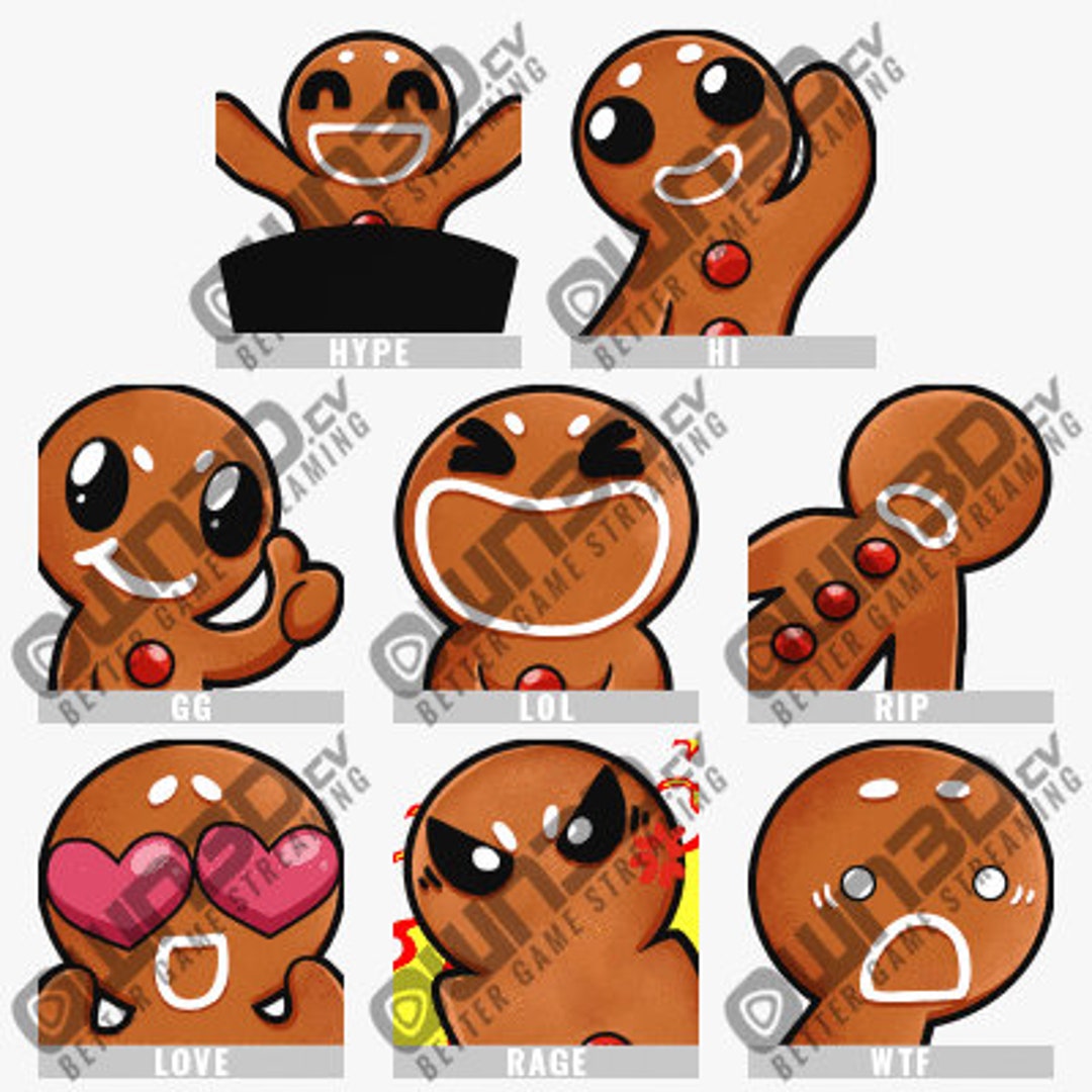 Gingerbread Man Animated Sub Emotes 8 Pack twitch Kick - Etsy