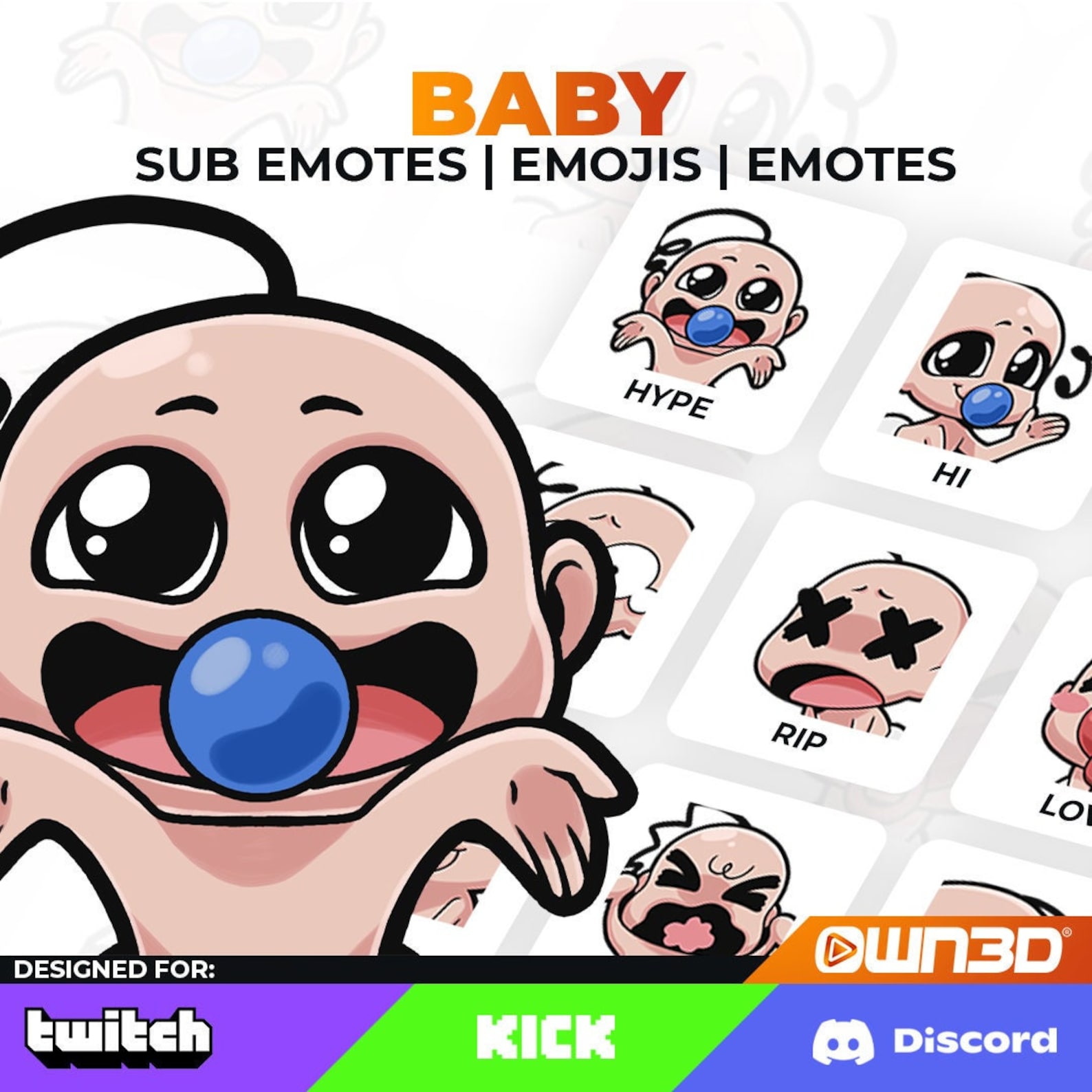 Baby Animated Sub Emotes - 8 Pack [twitch | Kick | Discord] - Etsy