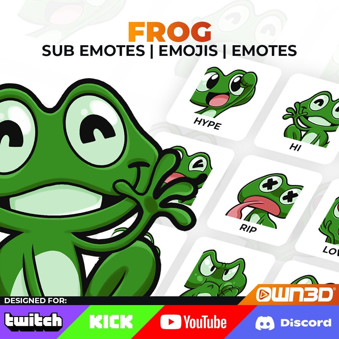 Frog Animated Sub Emotes 8 Pack twitch Kick Youtube - Etsy