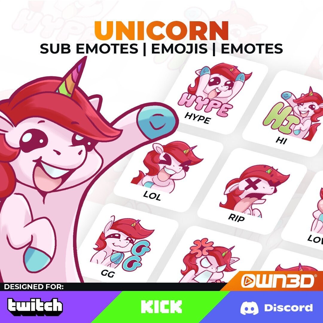 Unicorn Animated Sub Emotes - 8 Pack [twitch | Kick | Discord] - Etsy