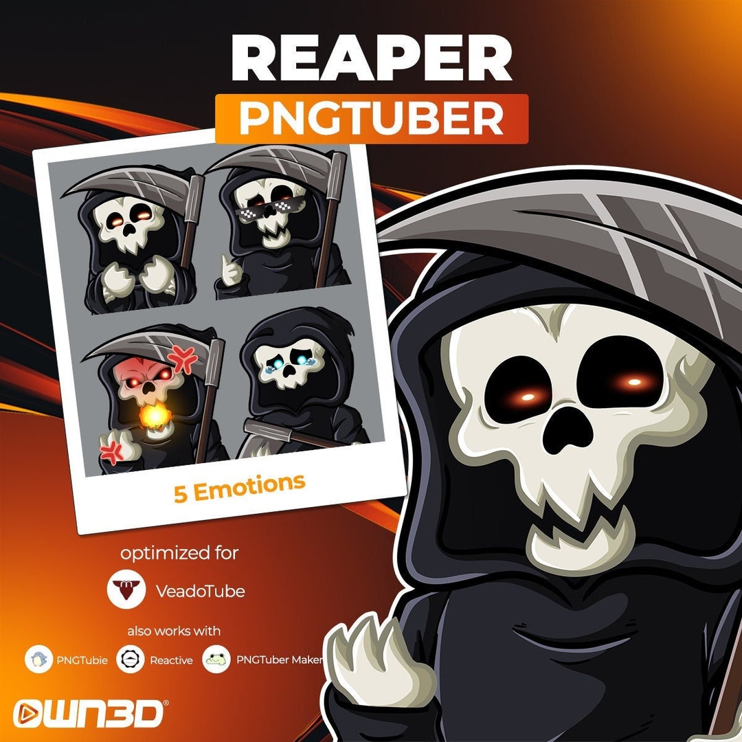 Reaper Pngtuber Avatar: 5 Emotions, Hand-drawn Vtuber Model - Etsy