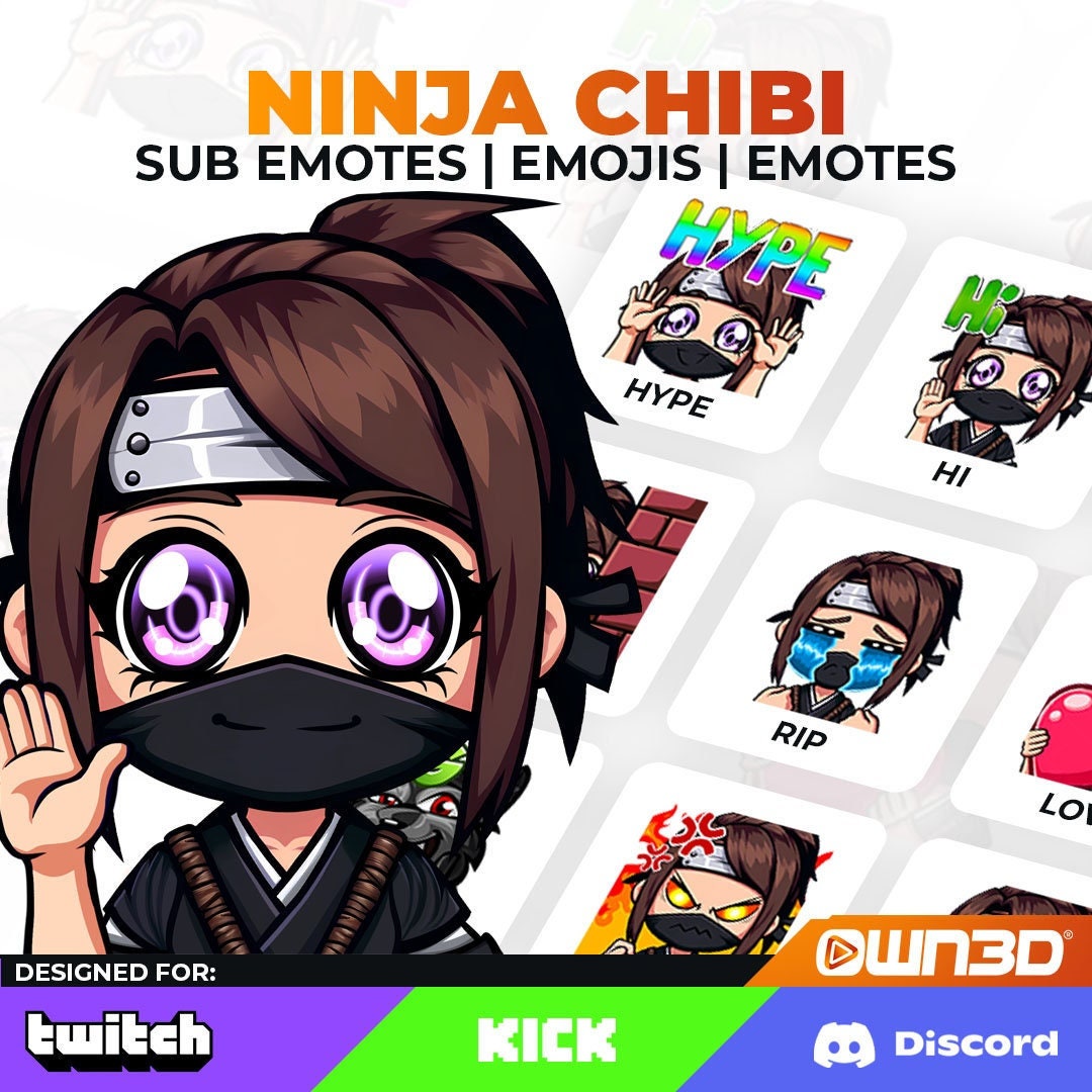 Chibi Ninja Animated Sub Emotes - 8 Pack [twitch | Kick | Discord] - Etsy