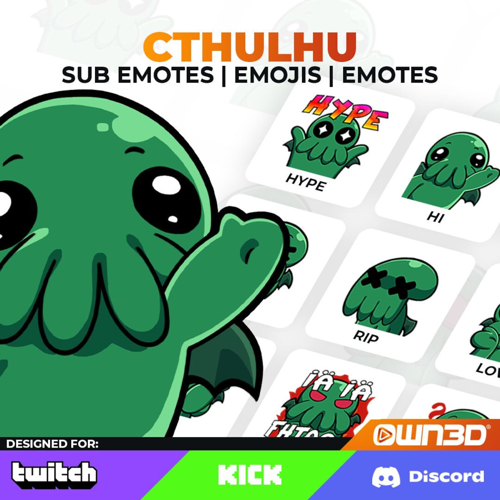 Cthulhu Animated Sub Emotes - 8 Pack [twitch | Kick | Discord] - Etsy