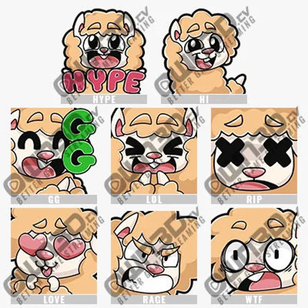Alpaca Animated Sub Emotes 8 Pack twitch Kick Youtube - Etsy