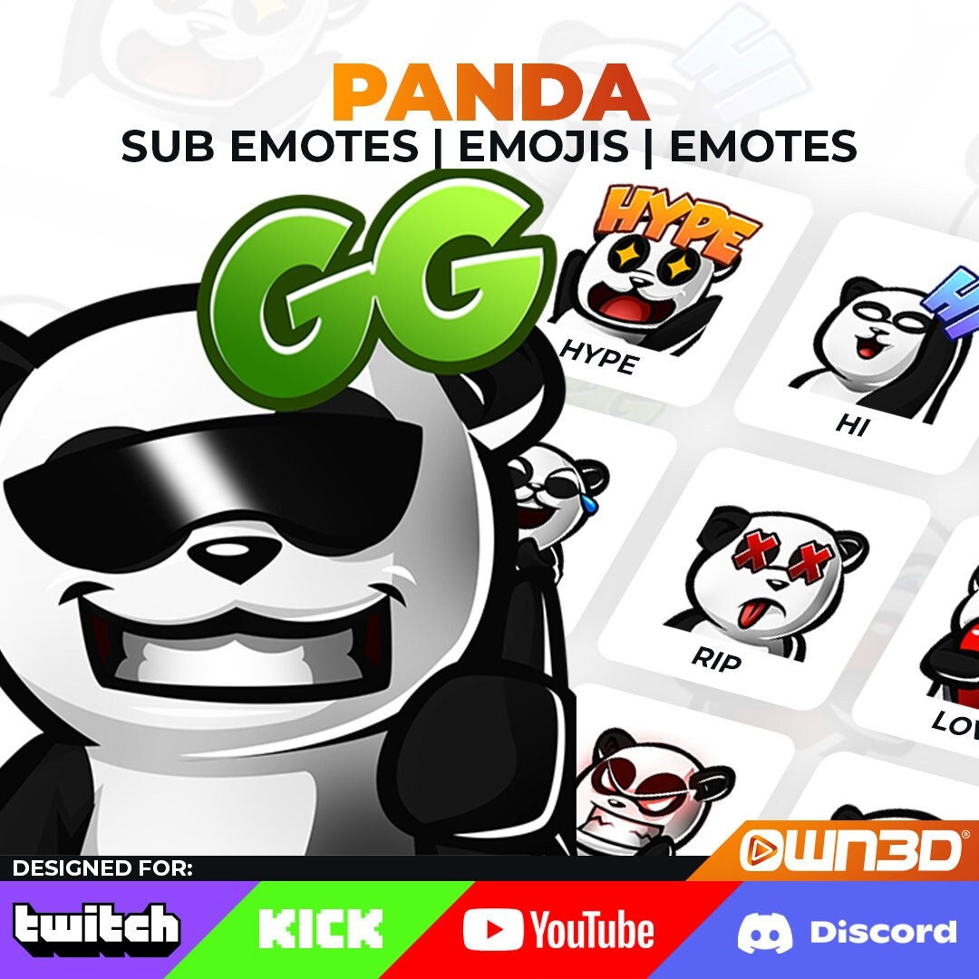 Panda Emotes - 8 Pack [twitch | Kick | Youtube | Discord] - Etsy