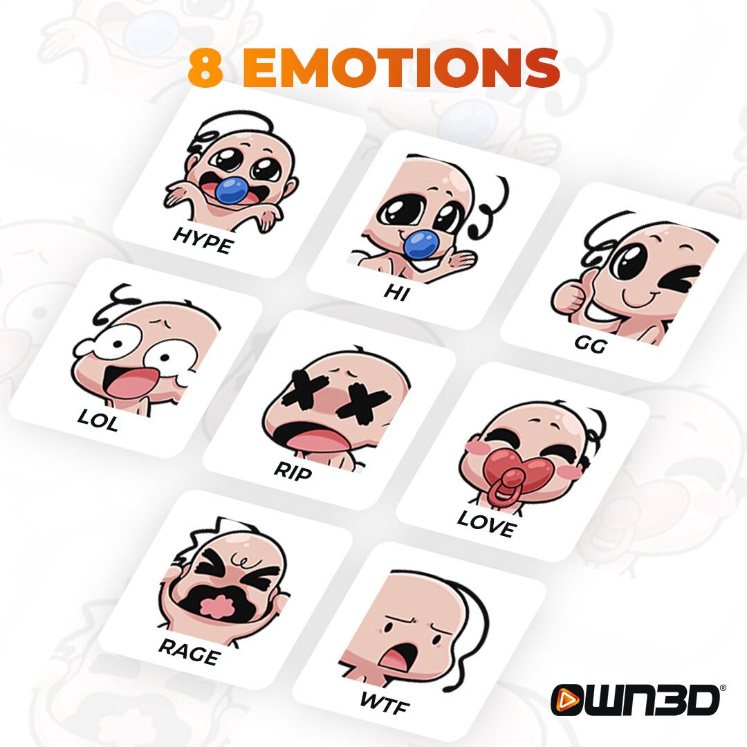Baby Animated Sub Emotes 8 Pack twitch Kick Discord - Etsy