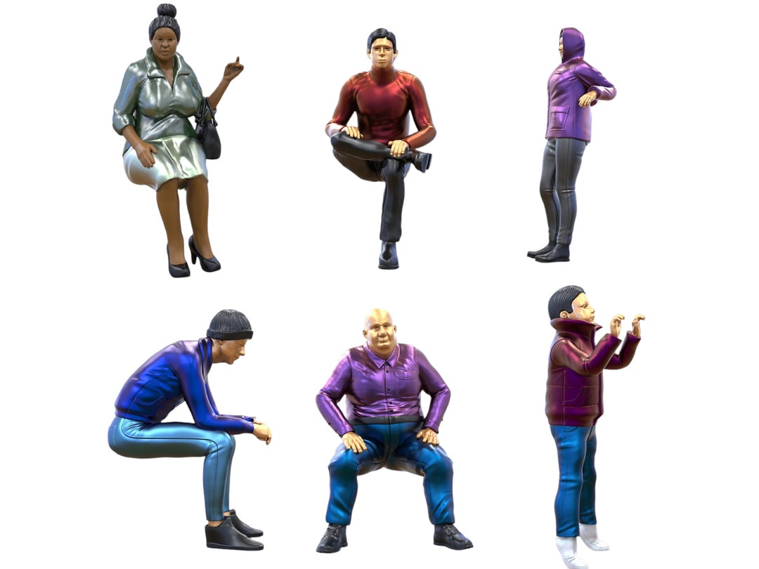 Spectators 2 Diorama Miniatures UNPAINTED Set (6 Figures) Scale 1/50, 1 ...