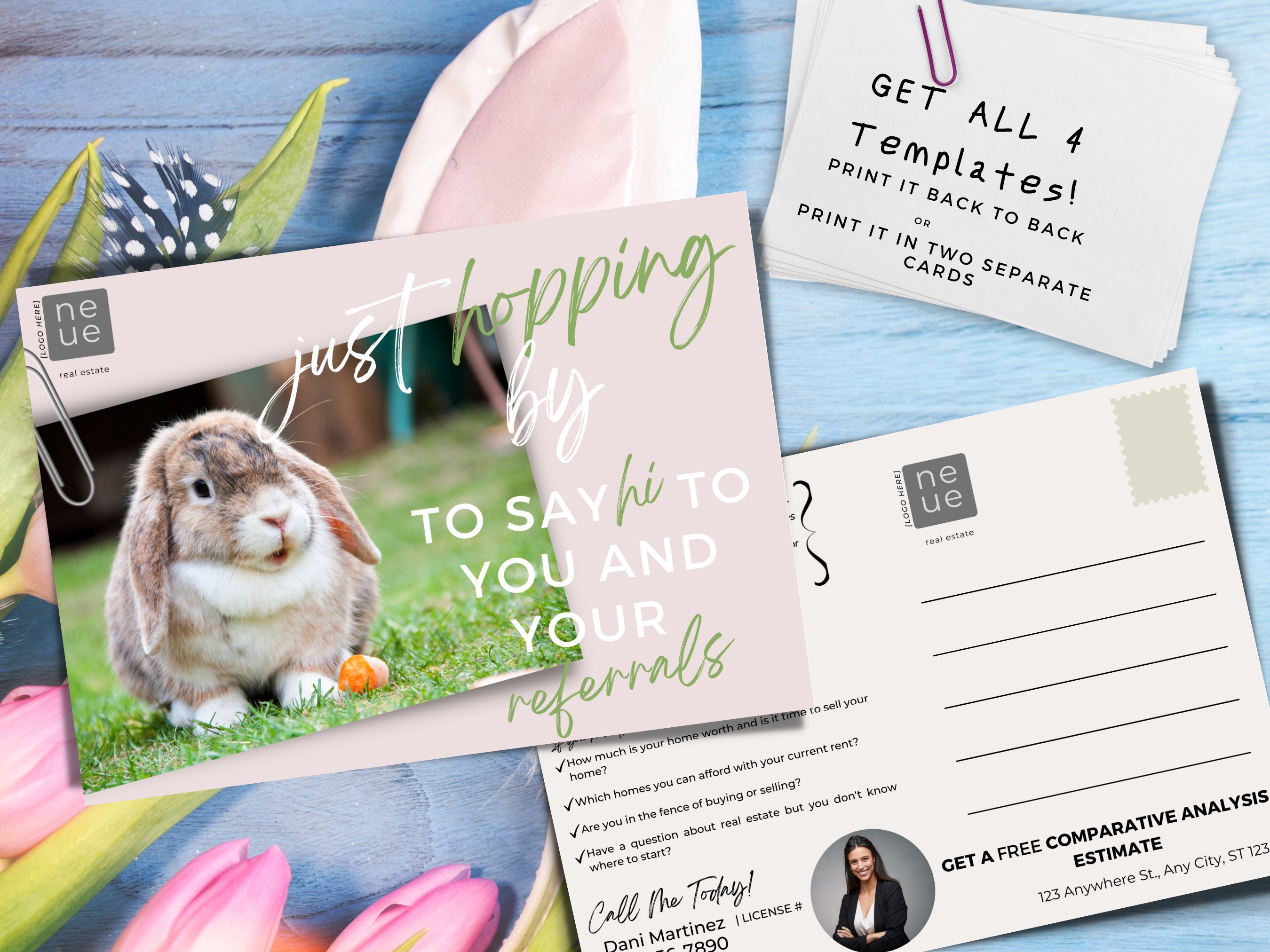 Real Estate Spring Postcard | Real Estate Easter Bunny Postcard ...