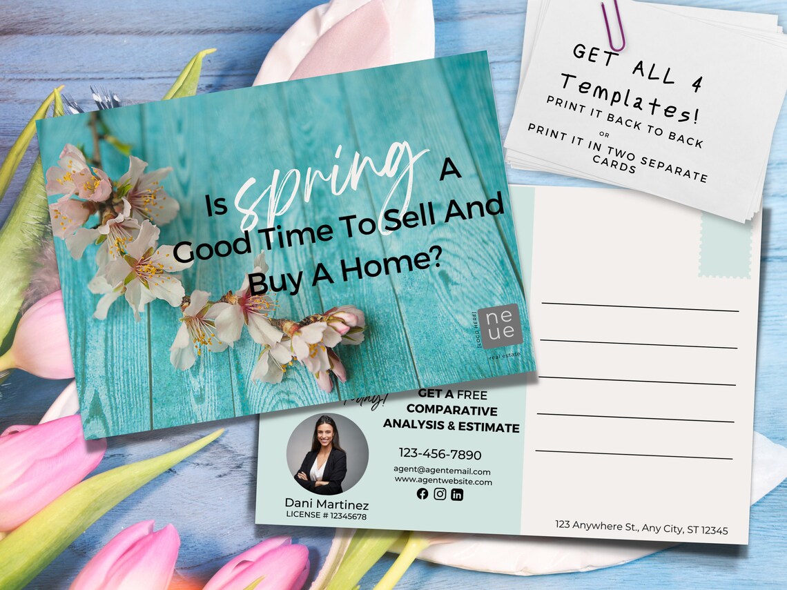 Real Estate Spring Postcard Real Estate Easter Bunny Postcard Summer ...