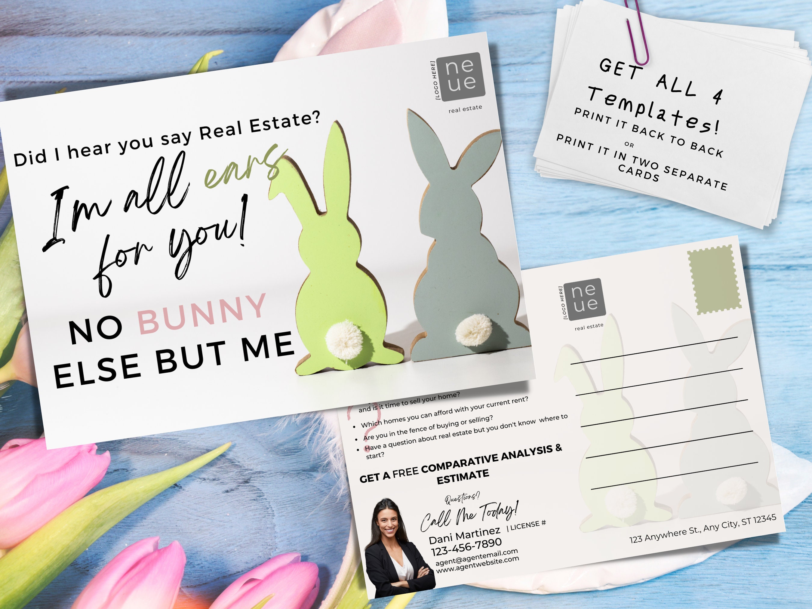 Real Estate Spring Postcard Real Estate Easter Bunny Postcard Summer ...