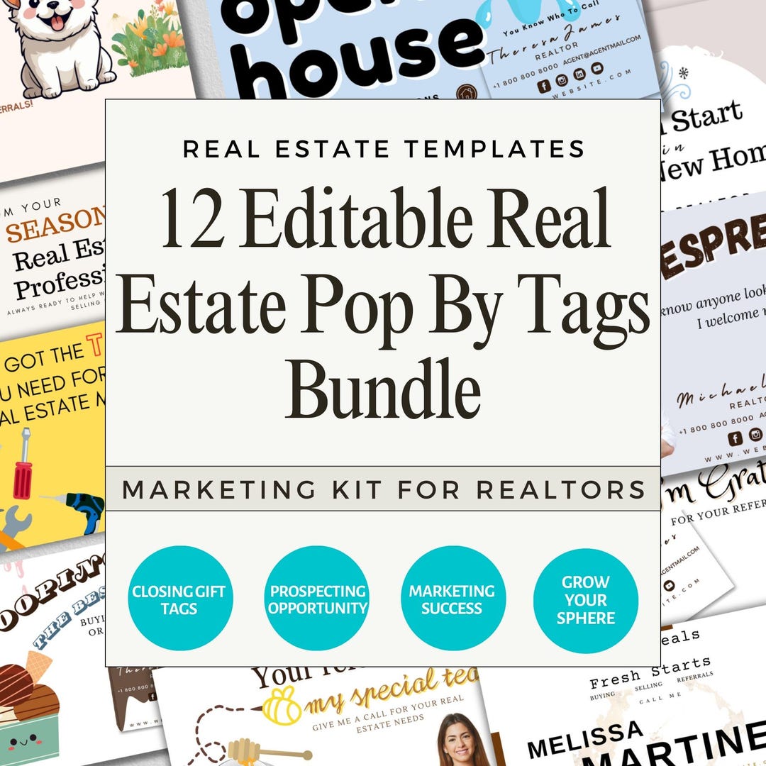 12 Real Estate Pop-by Tags: Customizable Realtor Marketing (digital ...
