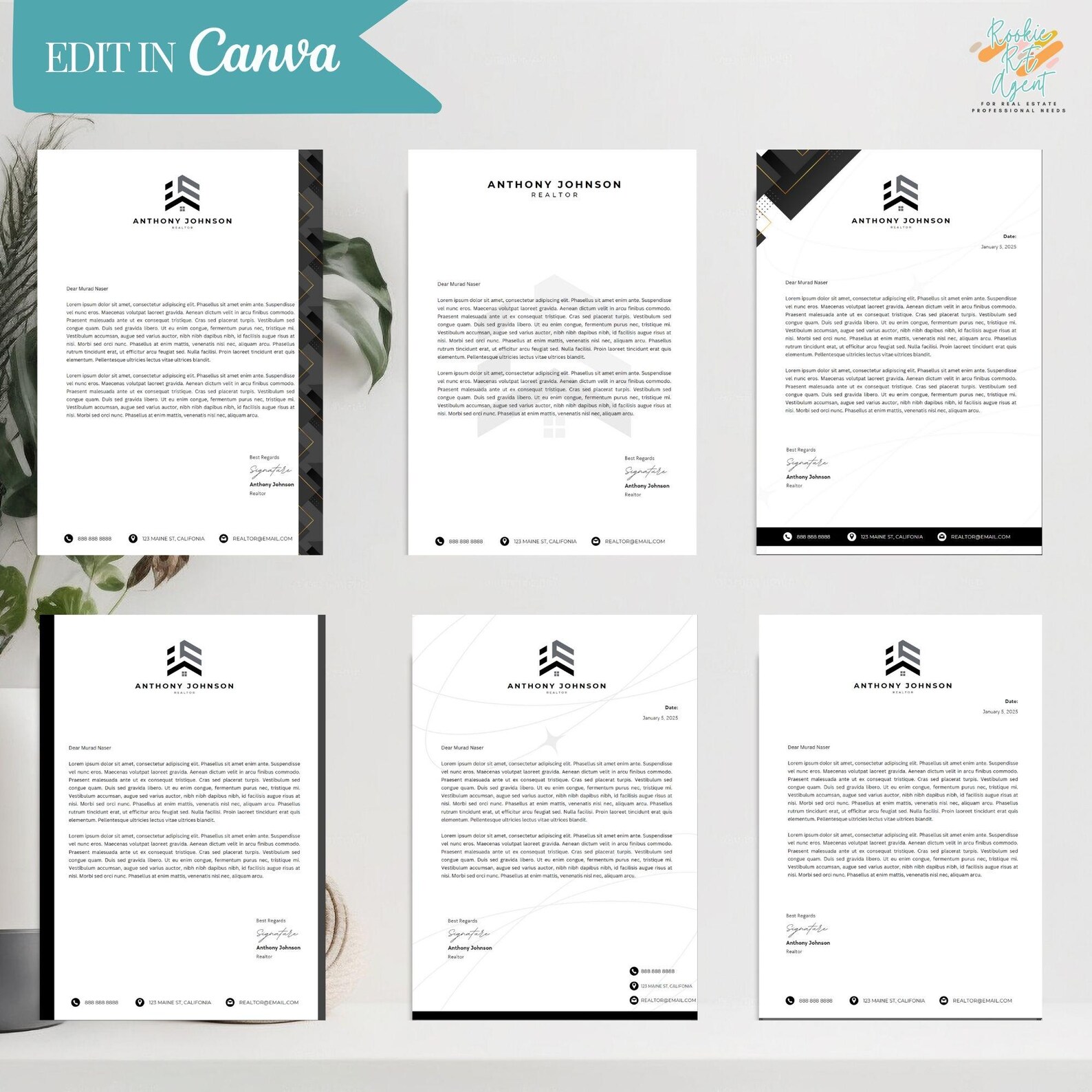 Realtor Letterhead Template: Editable Business Letter (digital Download ...