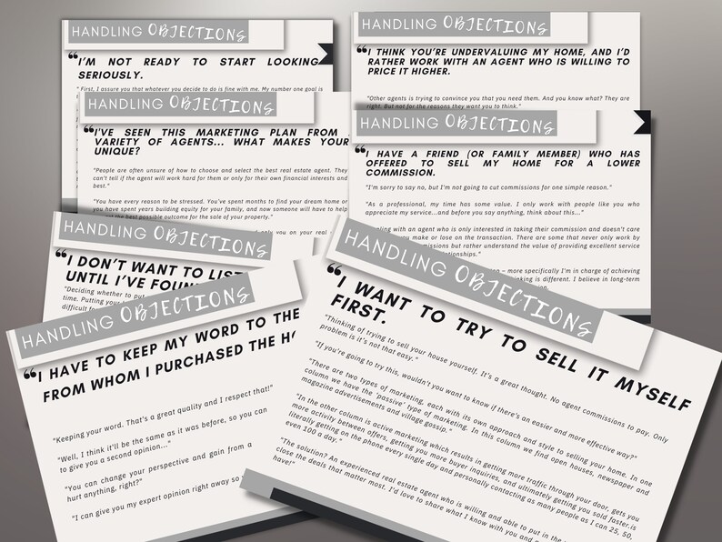 Real Estate Objection Handling Scripts: Realtor Sales Guide (instant ...