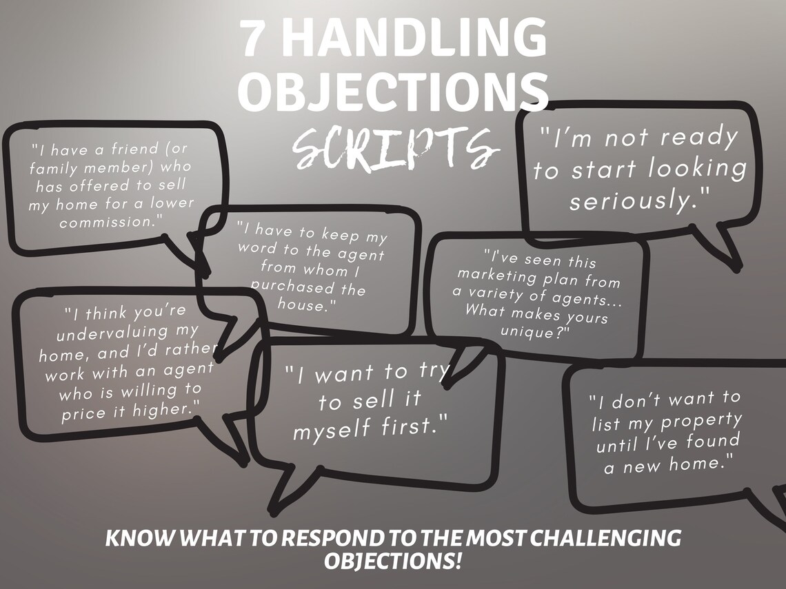 Real Estate Objection Handling Scripts Template Digital Download ...