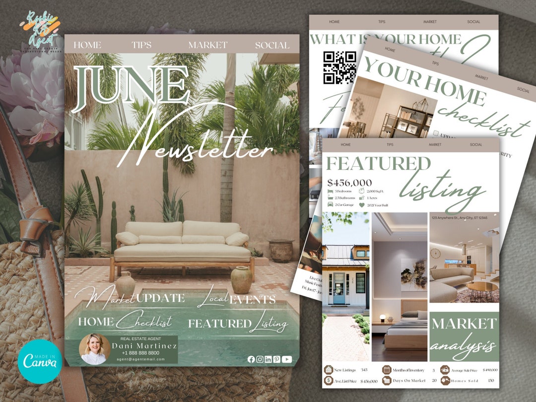 June Real Estate Newsletter Template: Realtor Marketing (canva Edit) - Etsy