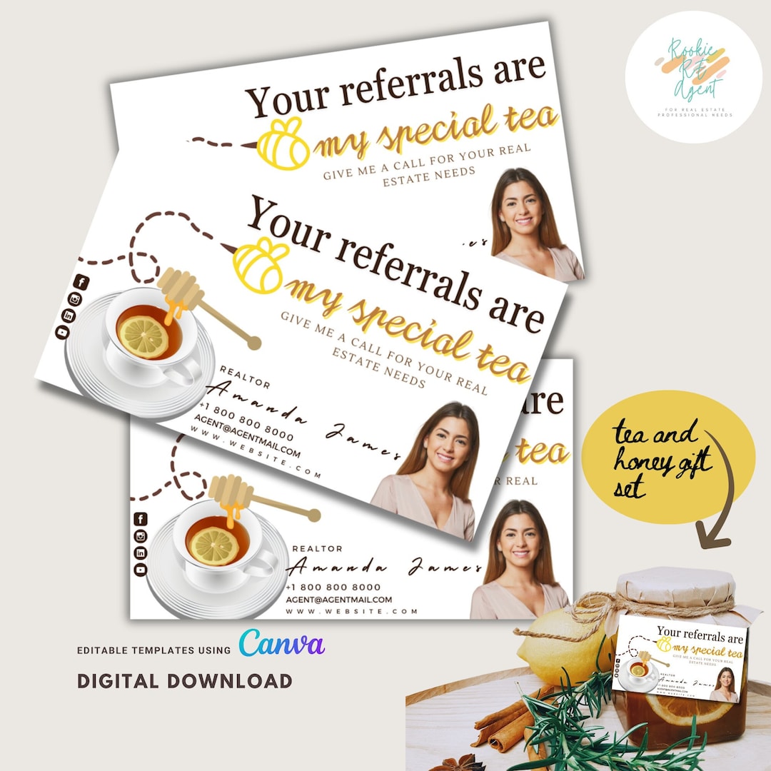 Tea and Honey Real Estate Pop-by Tags | Realtor Marketing Pop-by Tag - Etsy