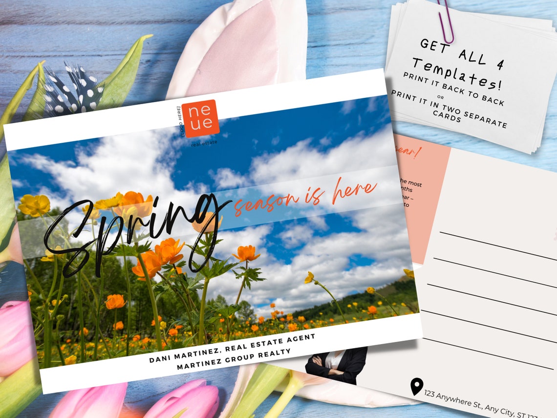 Real Estate Spring Postcard Real Estate Easter Bunny Postcard Summer ...