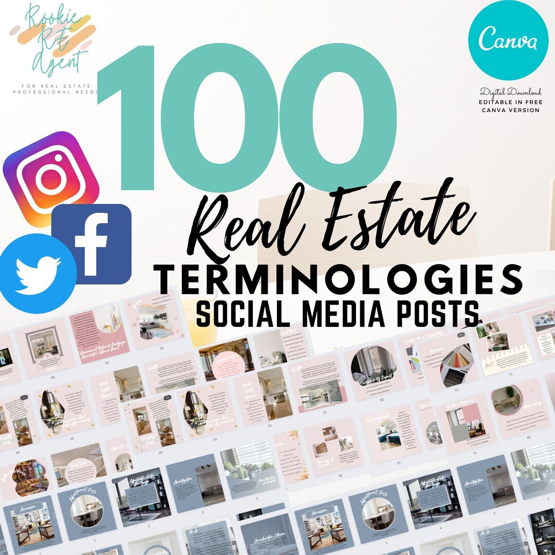 Real Estate Social Media Posts: 100 Terminology Templates (digital ...