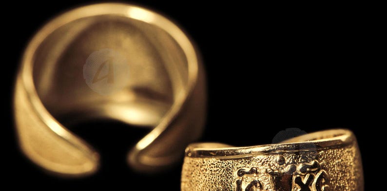 Ring Engraved ICXC NIKA Byzantine Greek Hand Silver 925 Gold Plated ...