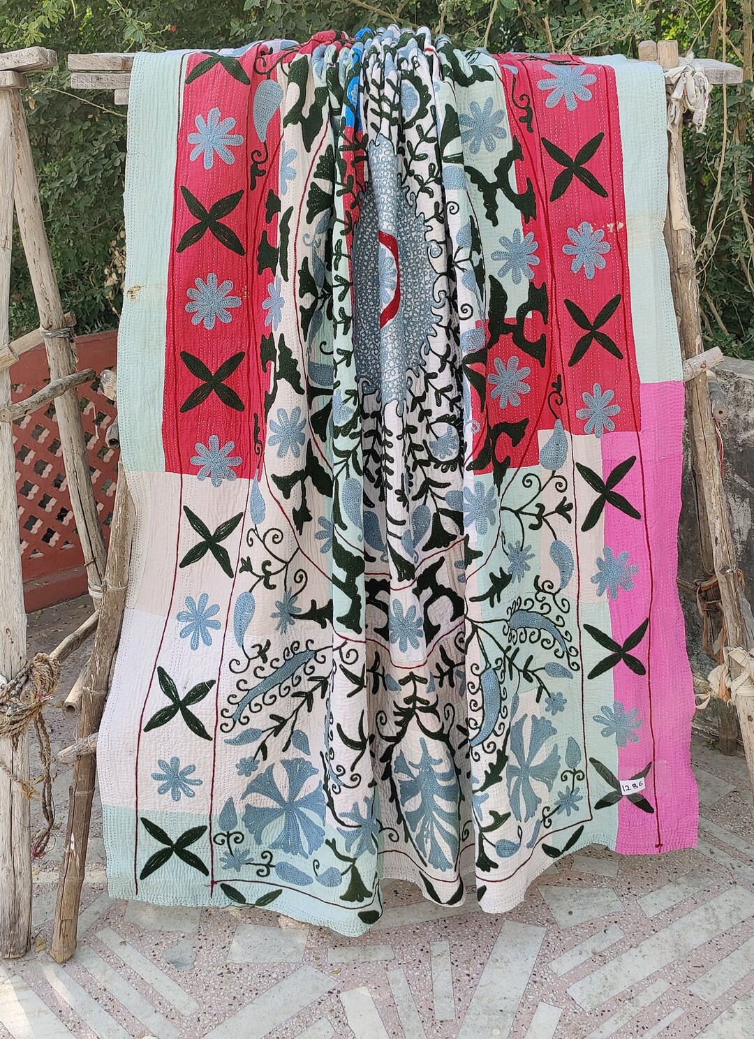 Boho Suzani Vintage White Quilt Beautiful Suzani Suzani Wall - Etsy