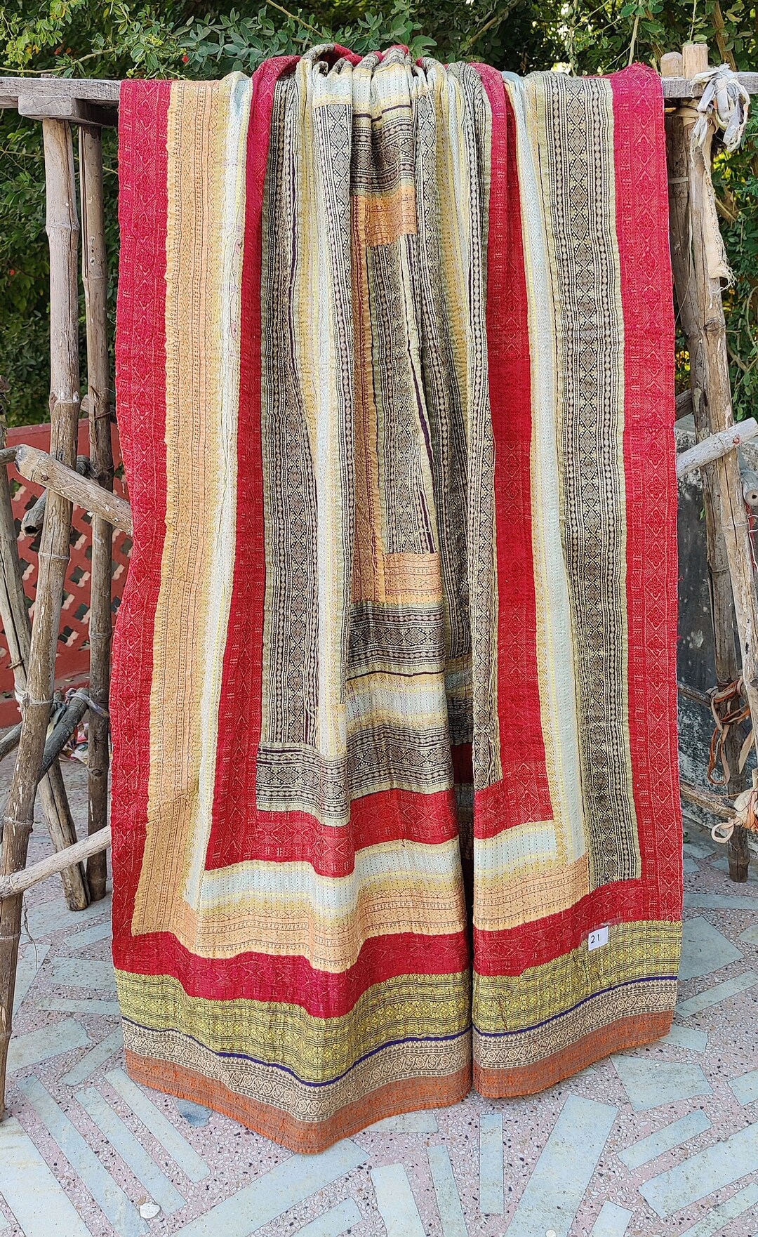 Silk Brocade Kantha Quilts, Kantha Throw, Kantha Blankits, Quilts ...