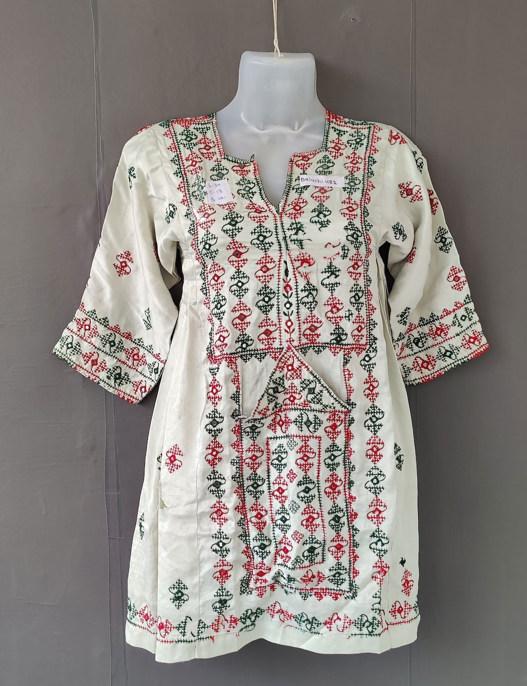 Colorful Hand Embroidered Gypsy Baluchi Tunic Hippie Tribal Bohemian ...