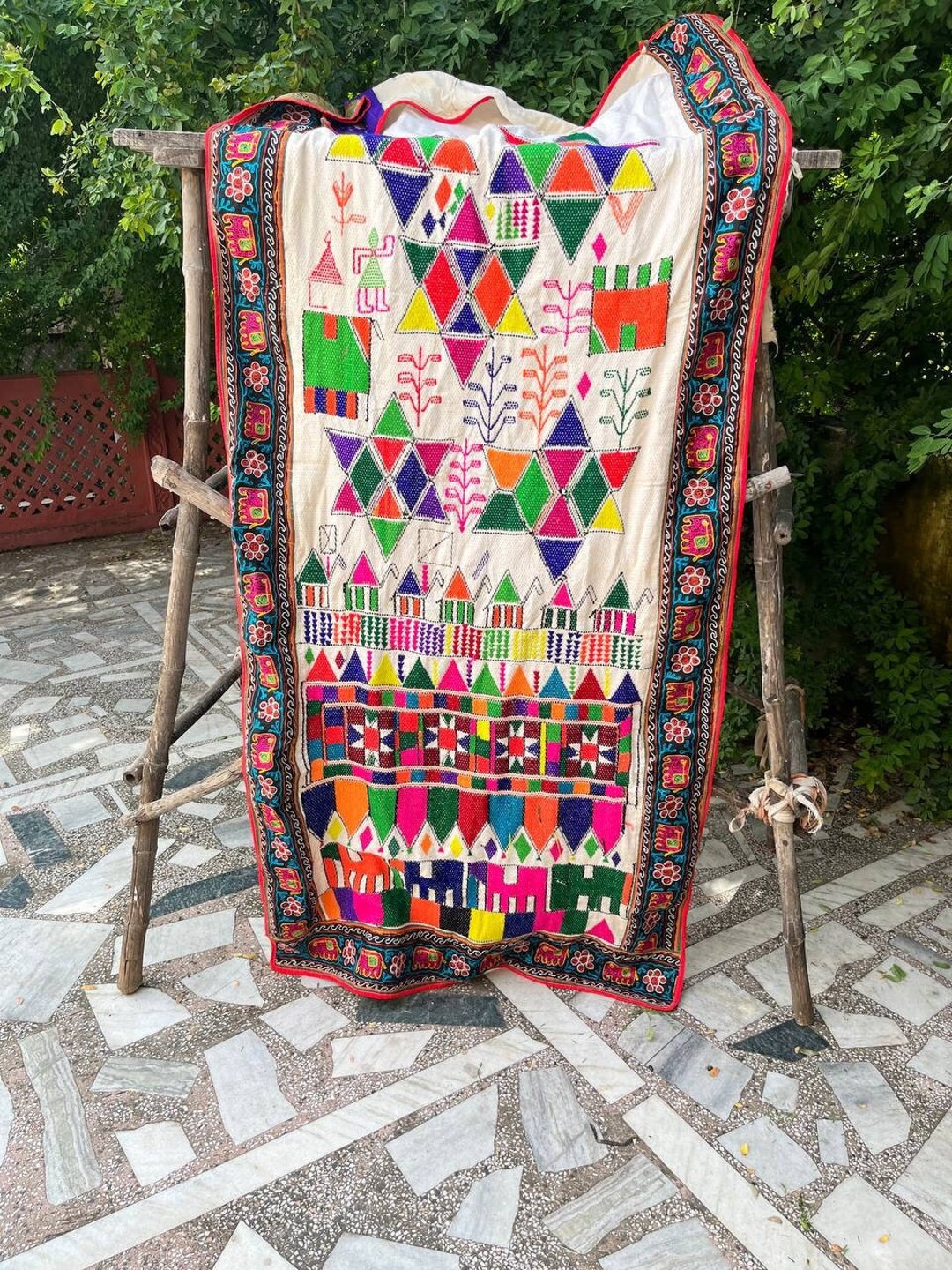Large Hand Embroidered Multi Colorful Design Tapestry Hand - Etsy