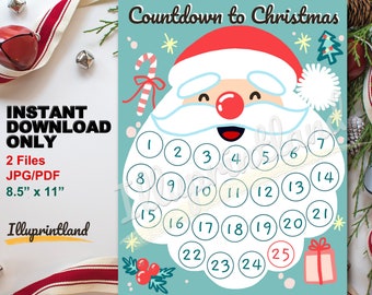 Printable Santa Advent Calendar Christmas Activity (Download Now) - Etsy