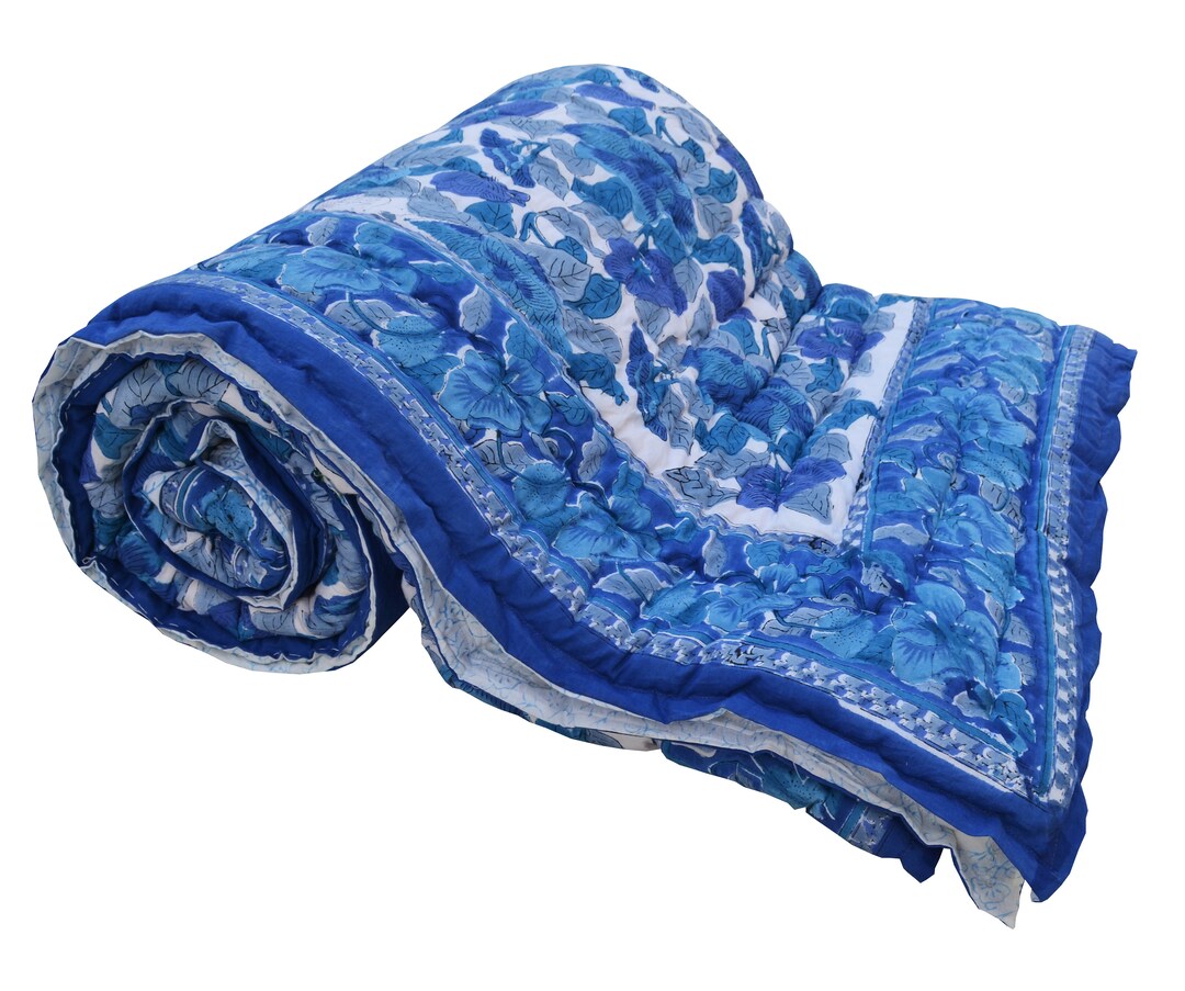 Indian Handmade Reversible Winter Warm Jaipuri Razai, 100% Pure Cotton ...
