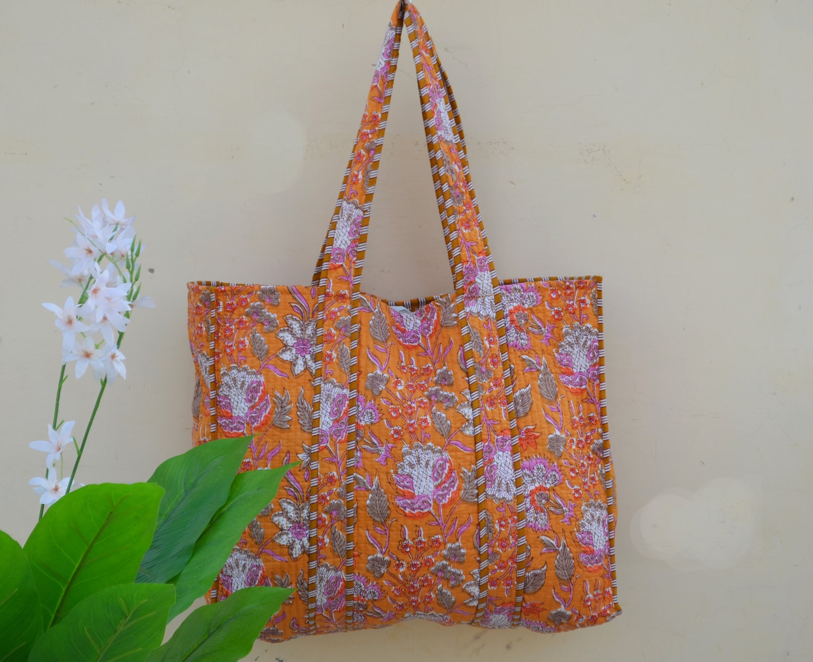 Lot of Tote Bags 100 % Indian Cotton Quilted Multi-colour Shoulder Bag ...